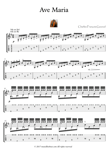 Ave Maria Guitar Solo Advanced by Bach Gounod sheet music for guitar