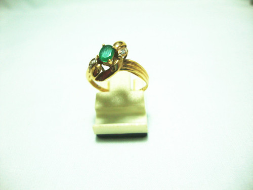 14K GOLD DIA EMERALD RING 2P | Heng Seng Pawnshop