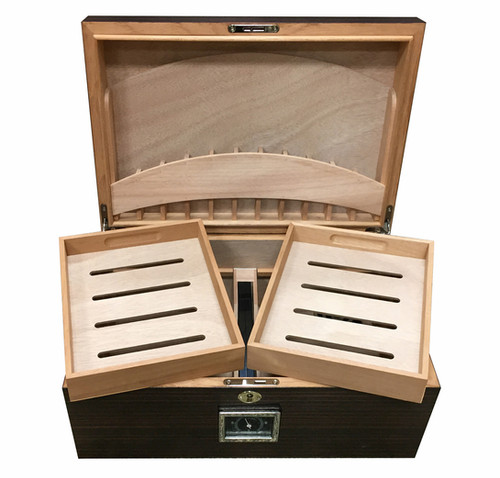 130 Ct. Ebony Wood Humidor w/ 9-Cigar Lid Display Feature | www ...