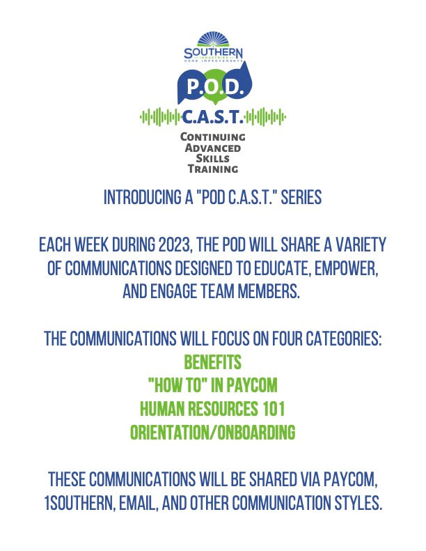 Introducing POD C.A.S.T