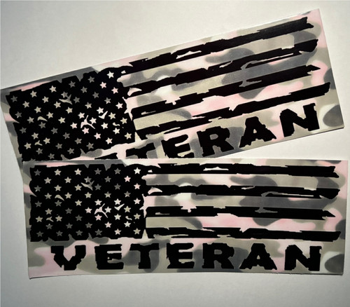 PINK CAMO AMERICAN FLAG "VETERAN" bumper sticker | Ultra Maga AF