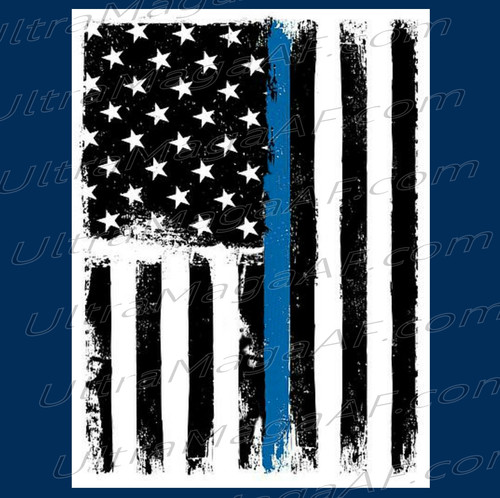 Thin blue line flag BUMPER STICKER | Ultra Maga AF