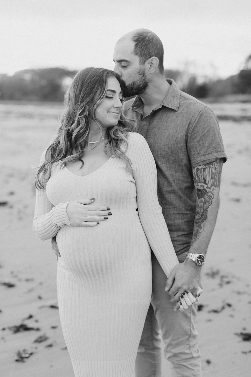 Nikki & Julien | Maine Sunset Beach Maternity Session