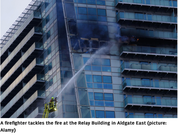 Fire at Aldgate East Relay Building