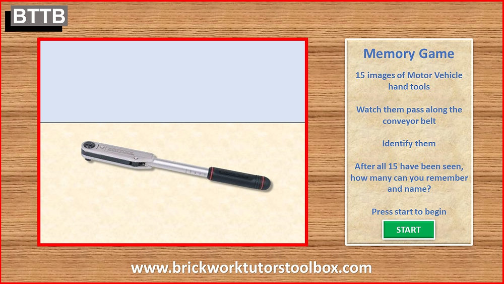BTTB Generation 'Memory' Game: Motor Vehicle Hand Tools