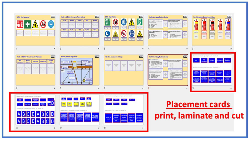 Health and Safety Card Placement Activity