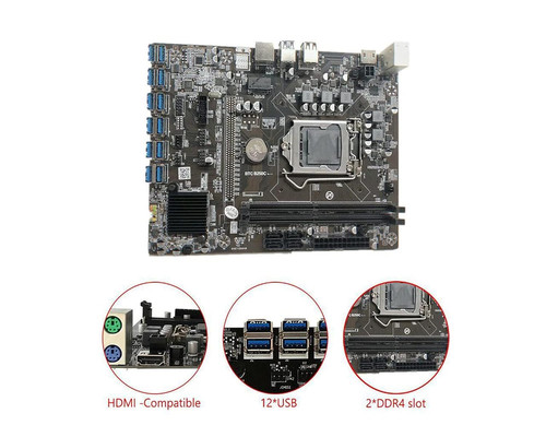 B250C BTC Mining Motherboard - 12XPCIE to USB 3.0 GPU Slot Like New ...