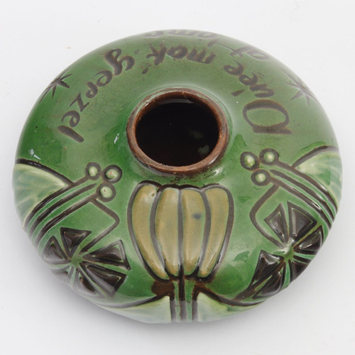 Rare Brannam Barum Pottery Scraffito Inscribed Ink Pot 1903 | Antique Ethos