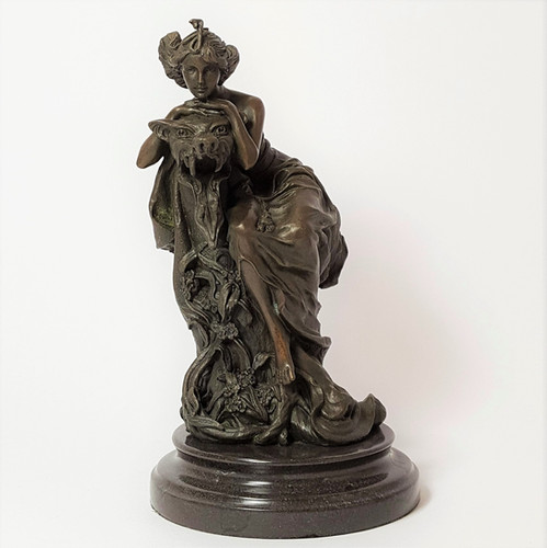 "Emerald" Art Nouveau Bronze in the style of Mucha
