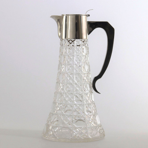Silver Mounted Cut Glass Claret Jug by Walker & Hall 1913 | Antique Ethos