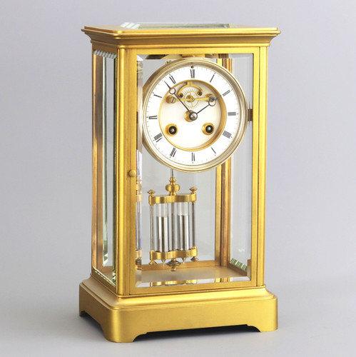 Gilt Four Glass Mantel Clock with Visible Escapement by S.Marti ...