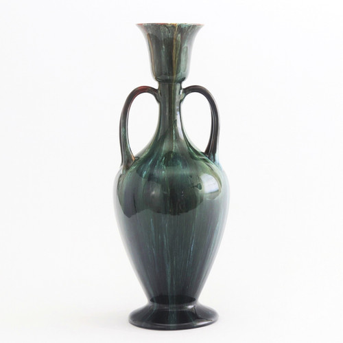 Tall Linthorpe Pottery Twin Handle Drip-Glaze Vase c1885 | Antique Ethos