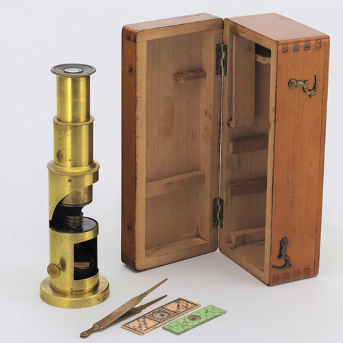 Antique Brass Drum Field Microscope in Fitted Case c1900 | Antique Ethos