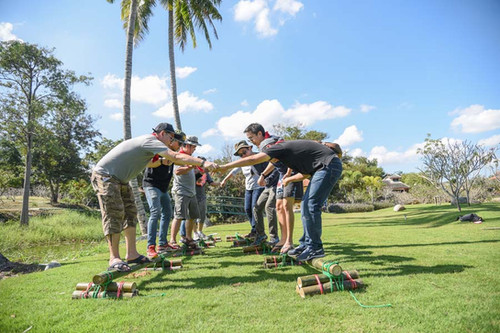 Bamboo balance team building game Khao Yai | Team building Thailand