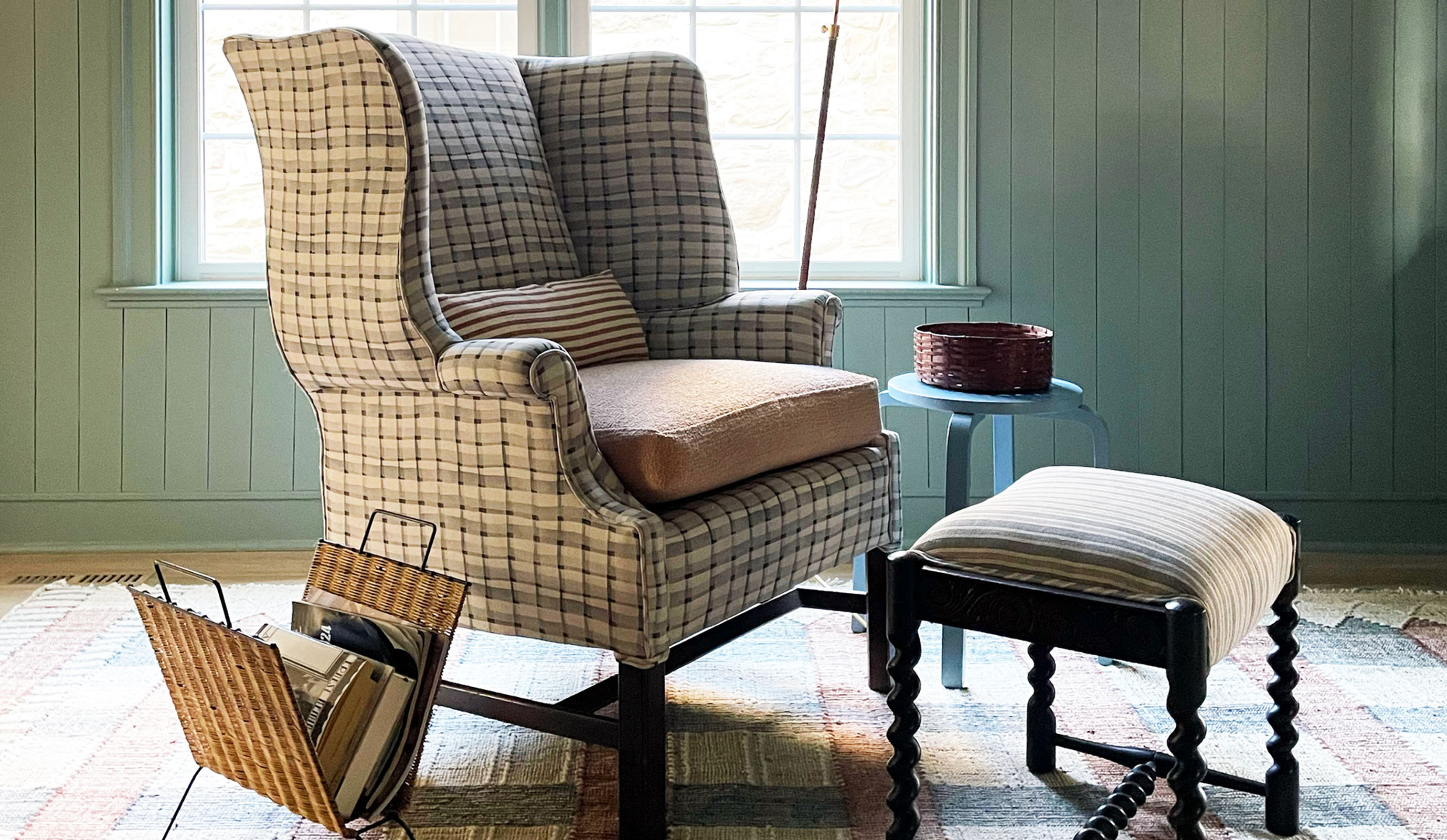 Wingback & “mismatched” ottoman