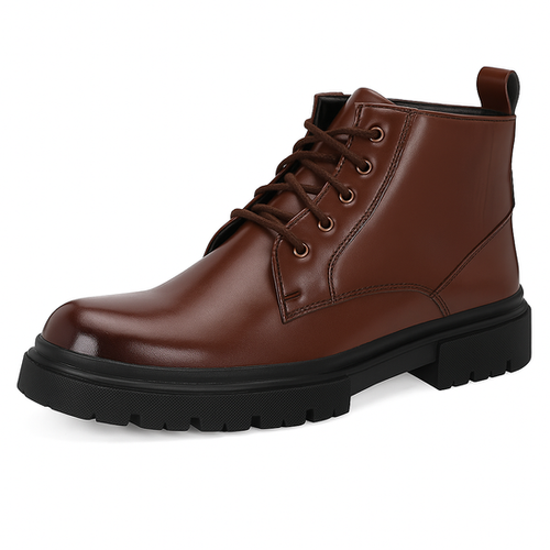HEIGHTX Height Increasing Shoes Elevator Brown Vegan Leather Lace-up ...