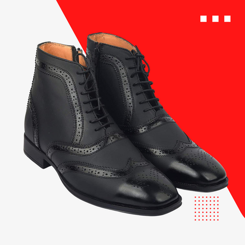 Revox Height Increasing Black Zip/Lace up Shoes with 3 Inch Height ...