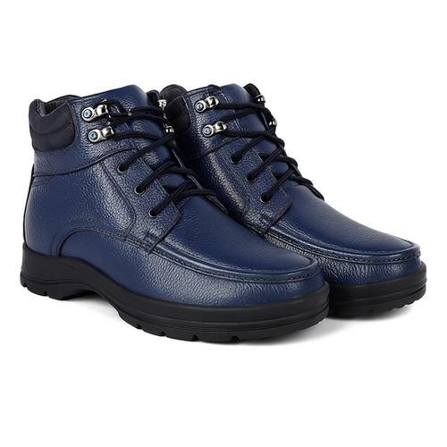 Revox Height Increasing Blue Leather Elevator Casual Boots for Men with ...