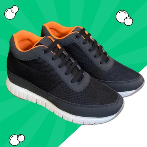 Revox Height Increasing Black/Orange Sports Shoes with 3 Inch Height ...