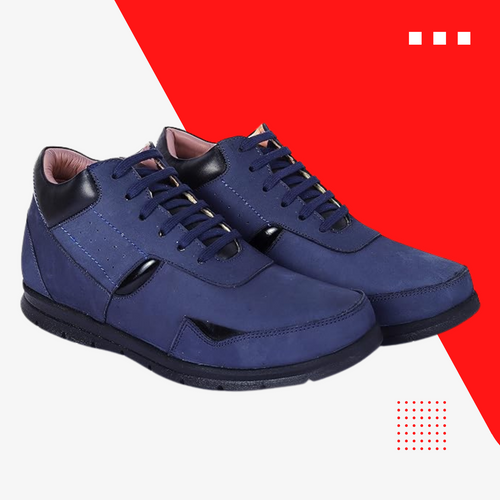 Revox Height Increasing Navy Blue Suede Leather Shoes with 3 Inch ...