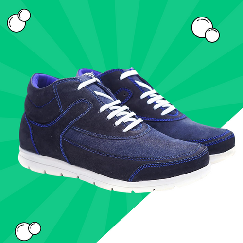 Revox Height Increasing Navy Blue Suede Leather Sport Shoe 3 Inch ...