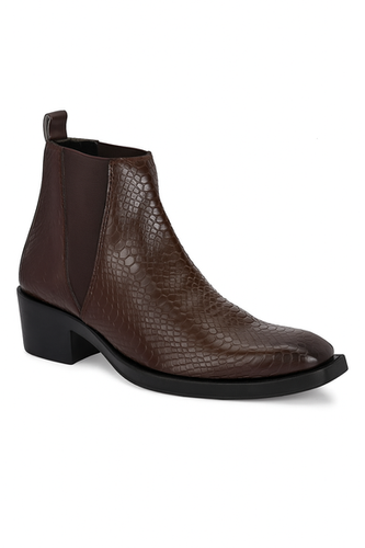 HEIGTX Height Increasing Synthetic Leather Elevator Chelsea Boots with ...
