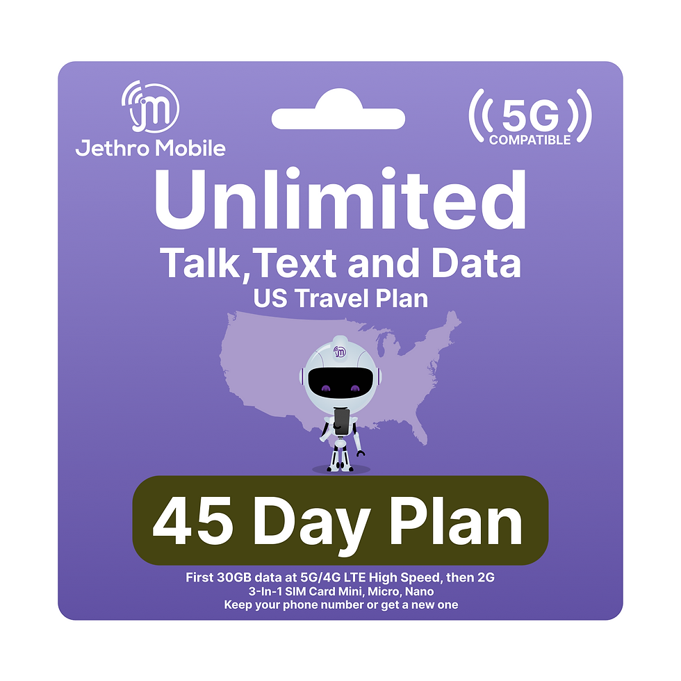 Buy USA Sim Card Prepaid Travel Plan (45 Days) | Jethro Shop