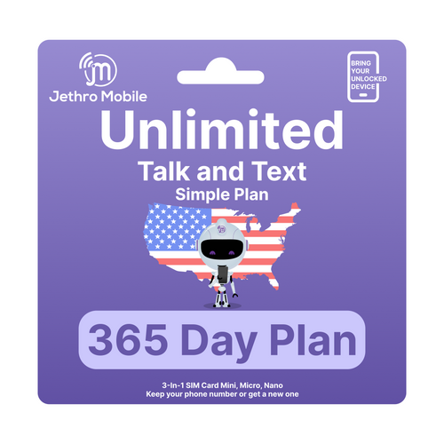 [PLAN ONLY]Jethro Mobile 365 Days Simple Plan | Jethro Shop Canada