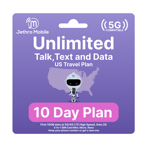Travel with Jethro Mobile USA SIM Card (10 Days) | Jethro Shop