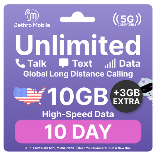 Travel with Jethro Mobile USA SIM Card (10 Days) | Jethro Shop