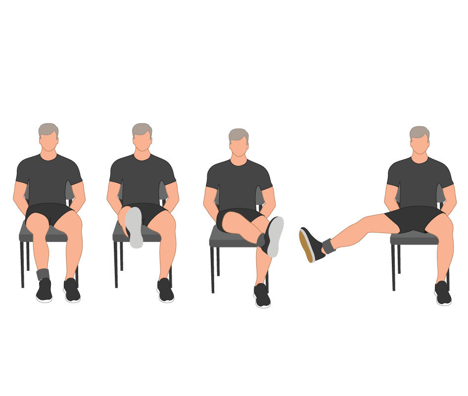 Seated Leg Extension with Abduction (Ankle Weights)