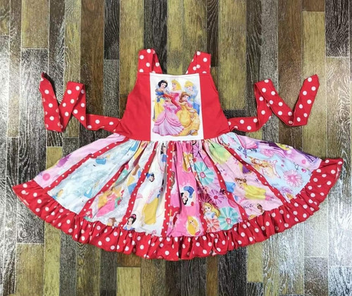 Polkadot Trim Summer Princess Tie Dress | Tilly S Boutique