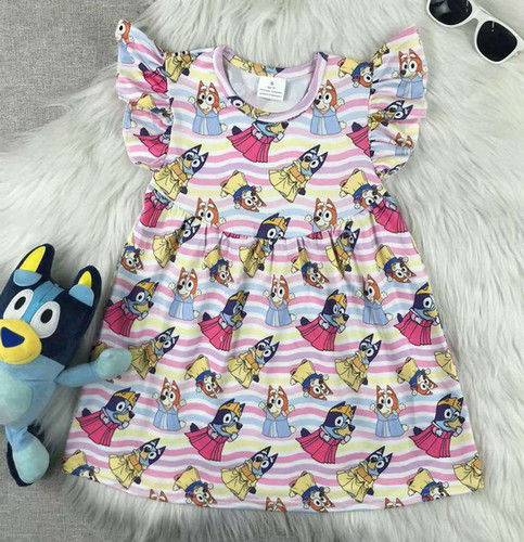 Bluey Princess Print Flutter Sleeves Dress | Tilly S Boutique