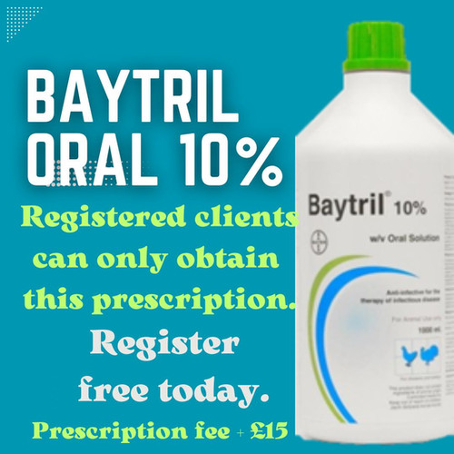 Baytril Oral Suspension 10% 400ml. To treat 100 birds for 10 days | RP ...