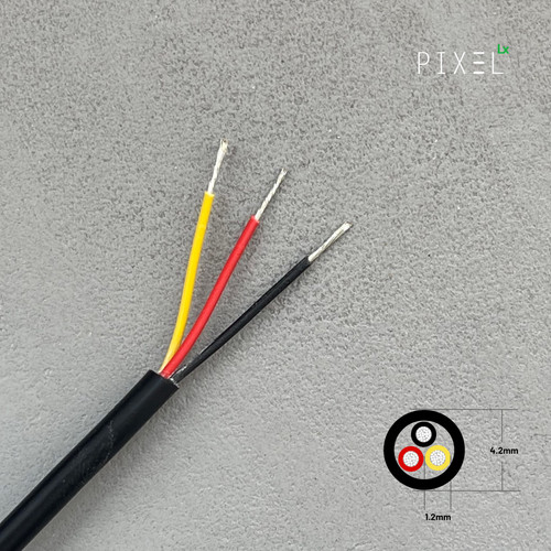 3 Core Round LED Cable Flex 22AWG 12v 24v AWG22 Wire Extension | Pixel Lx