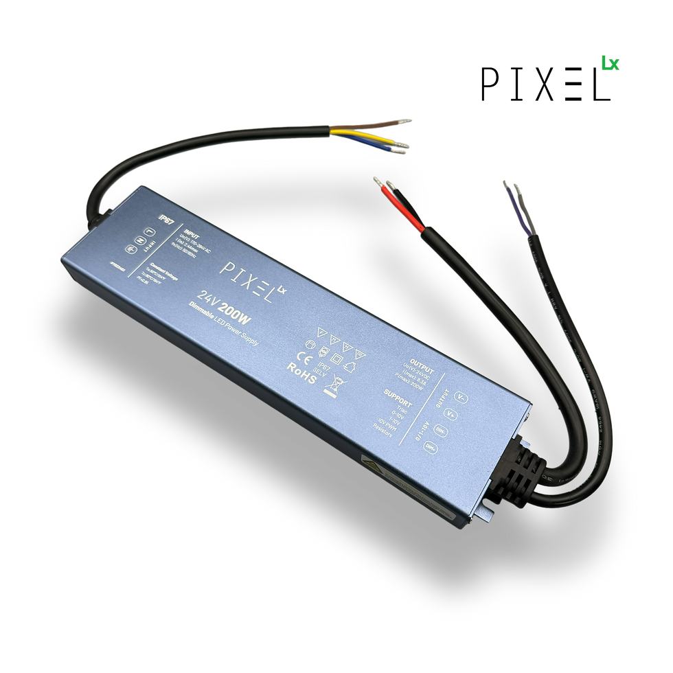 200W 24v IP67 Waterproof Dimmable LED Driver Transformer PSU | Pixel Lx