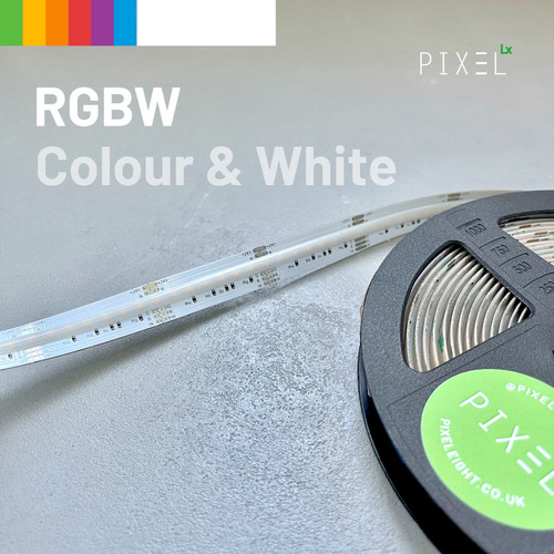 RGBW Colour + White LED Strip, Spotless COB, 840LEDs/m, 24v, 20W/m ...