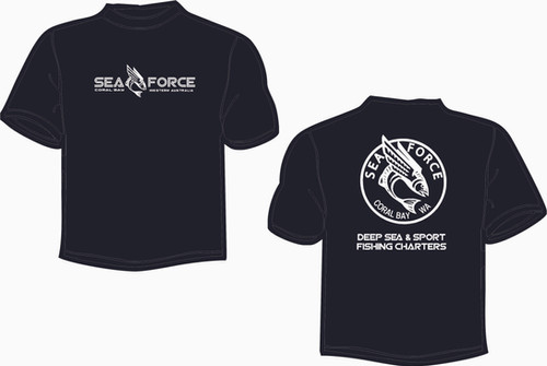 Seaforce T-Shirt Black (alternative full front logo) | seaforcecharters