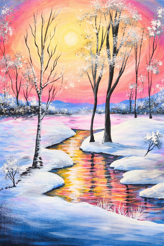 Paint Party at Home Winter | The Artsy Animal
