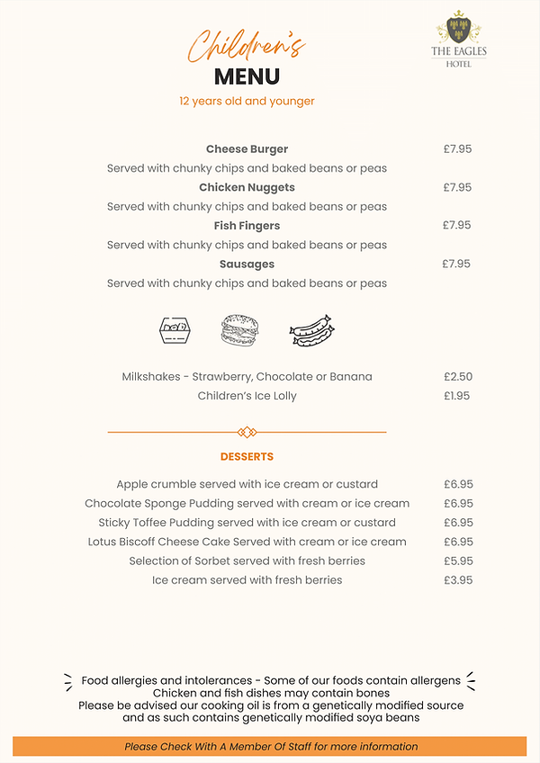 EVENING MENU | The Eagles Hotel