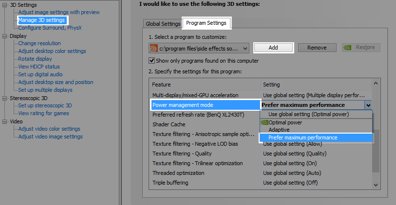 Nvidia driver optimization for best performance
