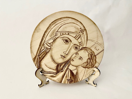 Round Theotokos Icon with Stand | The Orthodox Design