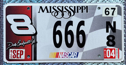 Mississippi "Dale Earnhardt Jnr." Nascar 666 | Plate Barn