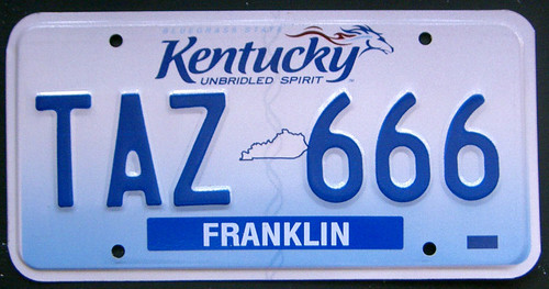 Kentucky Vanity TAZ 666 | Plate Barn