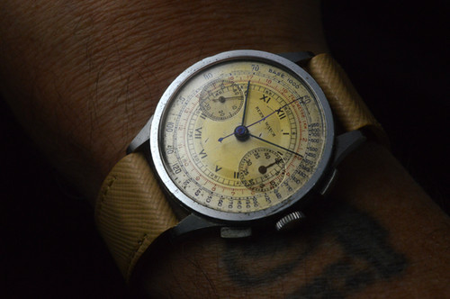 Berna Watch Rare Men's Vintage Coin Edge Chronograph Stunning Patina ...
