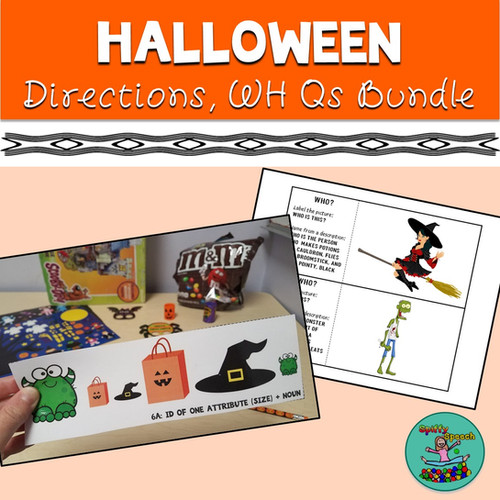 Halloween Speech Bundle: Boom Games, Direction-Following, WH Questions ...
