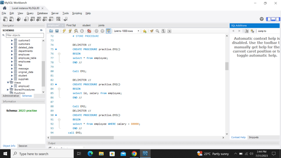 Procedure In Mysql