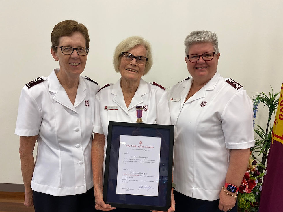 Lieut-Colonel Olive Lucas receives Order of the Founder