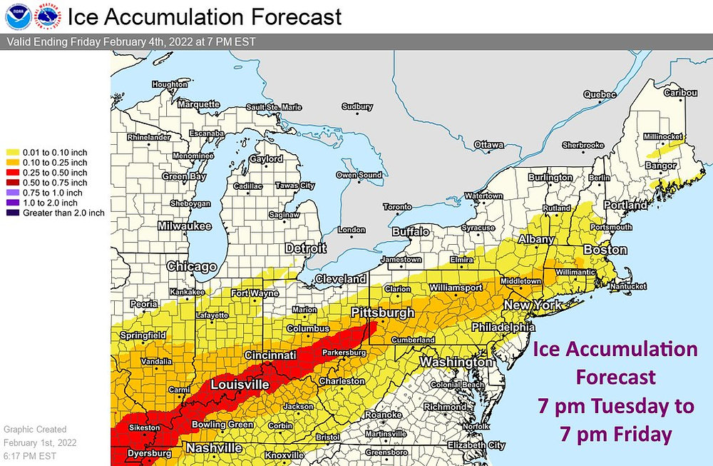 NWS ice accumulation map, the new 18Z Euro snow map, and Long Island ...