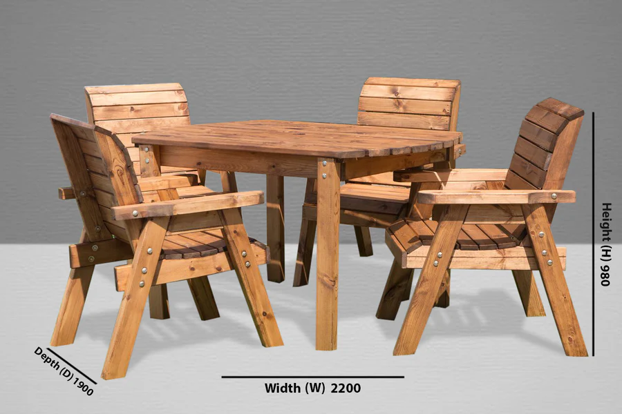 Redwood Rectangular Four Seat Dining Set | D-O-L